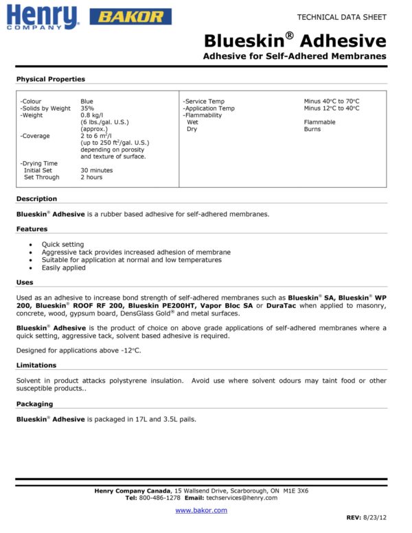 Henry Blueskin – Strong Foam Insulation